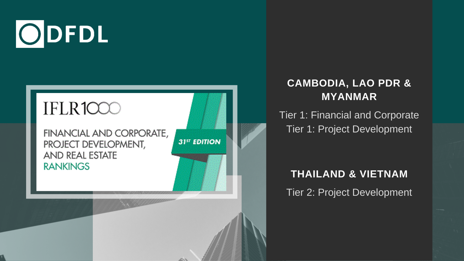 DFDL Receives IFLR1000 Recognitions in Financial/Corporate & Project ...