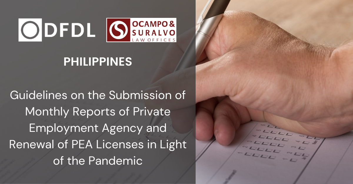 Philippines: Guidelines on the Submission of Monthly Reports of Private ...