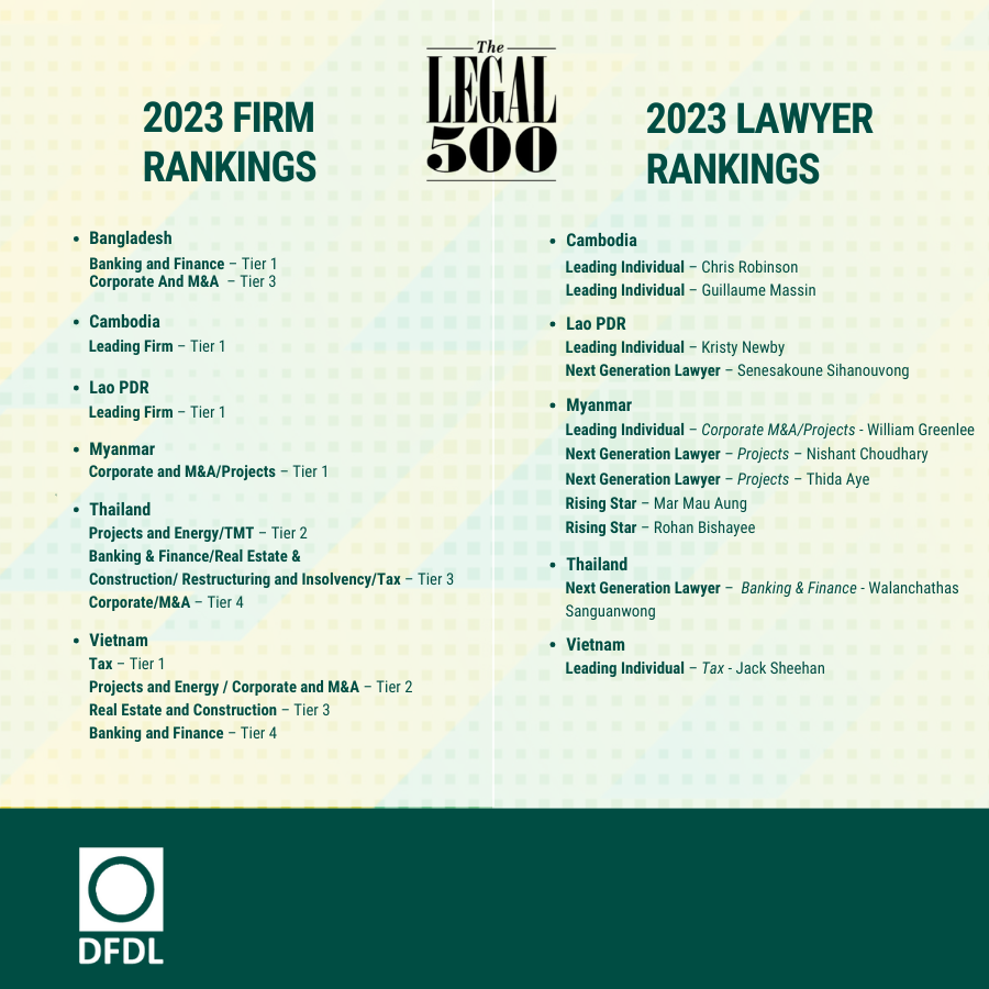 DFDL Ranked as Top-Tier in The Legal 500 Asia Pacific 2023 edition